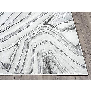 Abani Abstract Grayscale Agate Area Rug Rugs - 6' x 9' Contemporary Non-Shed Modern Grey Bedroom Rug