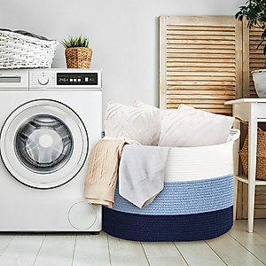 MEGASKET Large Kids Toy Basket, 22" X 14" Soft Cotton Rope Basket, Toy Storage Organizer Bins for Kids, Big Kids Room Nursery Organization, Dog Toy Stuffed Animal Basket, Baby Toy Boxes Extra Large