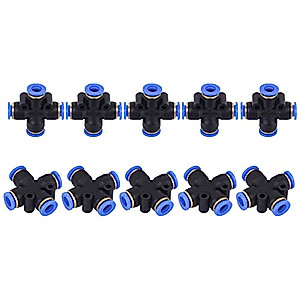SNS Union Cross Type Plastic Push to Quick Connect Tube Fitting 4 Way 1/2" Tube OD (10 PCS) SPXL-1/2
