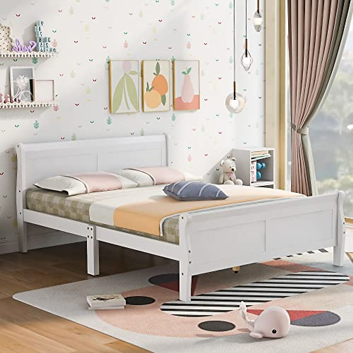 Harper & Bright Designs Full Bed Frame with Headboard and Footboard, Full Size Platform Bed, Wood Kids Full Size Bed Frame for Boys, Girls,No Box Spring Needed,White