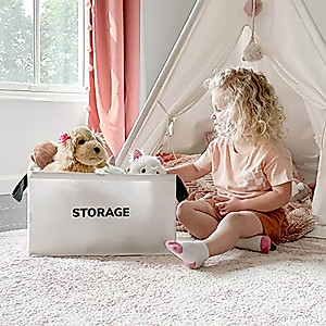 Goodpick Large Storage Bins Rectangle Fabric Basket for Clothing, Toy Storage Basket for Nursery, Organizer Baskets for Shelves, Beige, 2-Pack, 16.9 x 11.0 x 9.8 inches