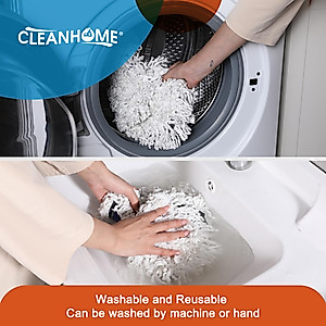 CLEANHOME 24" Commercial Dust Mop for Floor Cleaning, Heavy Duty Duster Floor Mop with 59” Extendable Long Handle,Hotel Gym Garage Hospital Household Cleaning Supplies for Hardwood,Marble Floors,Blue