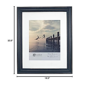 Malden International Designs 11x14 16x20 Rustic Blue Matted Picture Frame (2428-14)