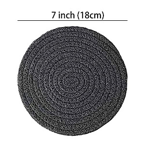 Larpur Trivet Set Pot Holders, 7” Cotton Thread Weave Hot Mats Set of 2 Coasters Hot Pad for Cooking and Baking, Kitchen (Grey-2 Pcs)
