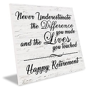 Happy Retirement Wooden Plaque, Retirement Sign for Men, Retirement Gifts for Women, Appreciation Gift For Boss, Colleague, Co-worker, Teacher, Friend, Retiring Present Idea And Stand
