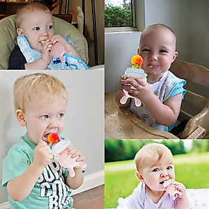 WYSLP Baby Silicone Fruit Food Mesh Feeder Pacifier-Teething Toys for Babies 0-3-4-6-12-18 Months,Self-Feeding Soft Teether Utensils,Infant Toddler Kids Girls Boys,Pink