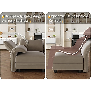 LLappuil Sectional Couch Convertible Oversize U Shaped Modular Sectional Sofa with Storage Easy Clean Anti-Scratch 8 Seat Velvet Sectional for Living Room, Brown