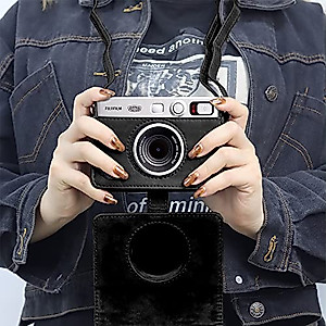 wogozan Protective Case for Fujifilm Mini EVO Digital Hybrid Case Instant Film Camera PU Leather Bag with Strap (Black2)