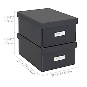 Bigso Karin Collapsible Storage Box | Photo Storage Box with Labelframe for Identification | Simple Assembly without Tools | Decorative Storage Boxes with Lids | 8.9″ x 12.4″ x 5.4″ | 2 Pack