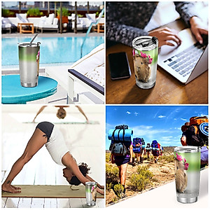 Yasala Tumbler Guinea Pig Flower Insulated Coffee Cup Beverage Container Office Travel Mug with Straw and Lid 20oz Holiday Back to School Gift