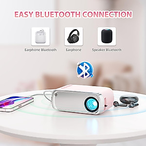 Mini Projector Home Theater Portable Upgrade 1080P Supported, Phone Can Connect to Movie Wirelessly, Compatible with Smartphone/ Tablet/ Laptop/ TV Stick/ USB Drive, mint green (VF270GW)