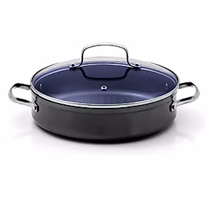 NuWave Forged Lightweight Nonstick 10.5" Grill Pan with Lid, Healthy G10 Duralon Ceramic Coated Deeper Griddle Pan Skillet, PFAS Free, Works on All Cooktops & Induction Ready