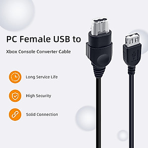 Mcbazel PC Female USB to Xbox Converter Adapter Cable Cord for Original Gen. 1 Xbox Console