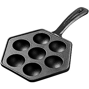 WUWEOT Nonstick Aebleskiver Pan, Cast Iron Takoyaki Griddle Stuffed Pancake Maker for Making Munk, Pancake Balls, Poffertjes, Puffs, Takoyaki, Banh Khot, Thai Kanom Krok (Dark Gray)