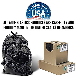 Aluf Plastics - RL-3036XH 20-30 Gallon Trash Can Liners (100 Count) - 30" x 36" - Thick 1.5 MIL Equivalent Black Trash Bags for Bathroom, Kitchen, Office, Industrial, Commercial, Recycling and More