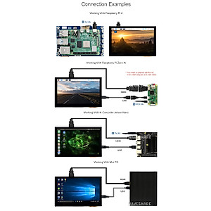 Coolwell Waveshare 4.3 Inch HDMI Display Raspberry Pi Screen TouchScreen 800×480 Capacitive LCD Monitor for Raspberry Pi 4B+ 4B 3B+ 3B 2B+ Zero W Jetson Nano Windows 11 10 8.1 8 7
