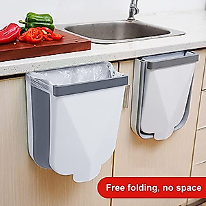 Rumtut Hanging Kitchen Cabinet Door Lid Trash Can, Gallon Small Trash Can, Hanging or Standing Plastic Compost Bin for Cabinets/Bedroom/Office/Camping