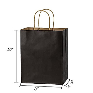 Kraft Paper Bags 100Pcs 8x4.75x10 Inches Medium Paper Handle Gift Bags,Party Favor Bags Shopping Reatial Bags Christmas Kraft Bags Black Paper Bags Bulk 100% Recyclable Paper