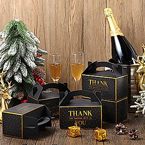 Yahenda 60 Pcs Thank You Gable Treat Boxes Black and Gold Gift Box Thank You Party Favor Boxes Bronzing Small Goodies Gift Wrap Boxes for Birthday Wedding Graduation Party Teacher Appreciation Gifts