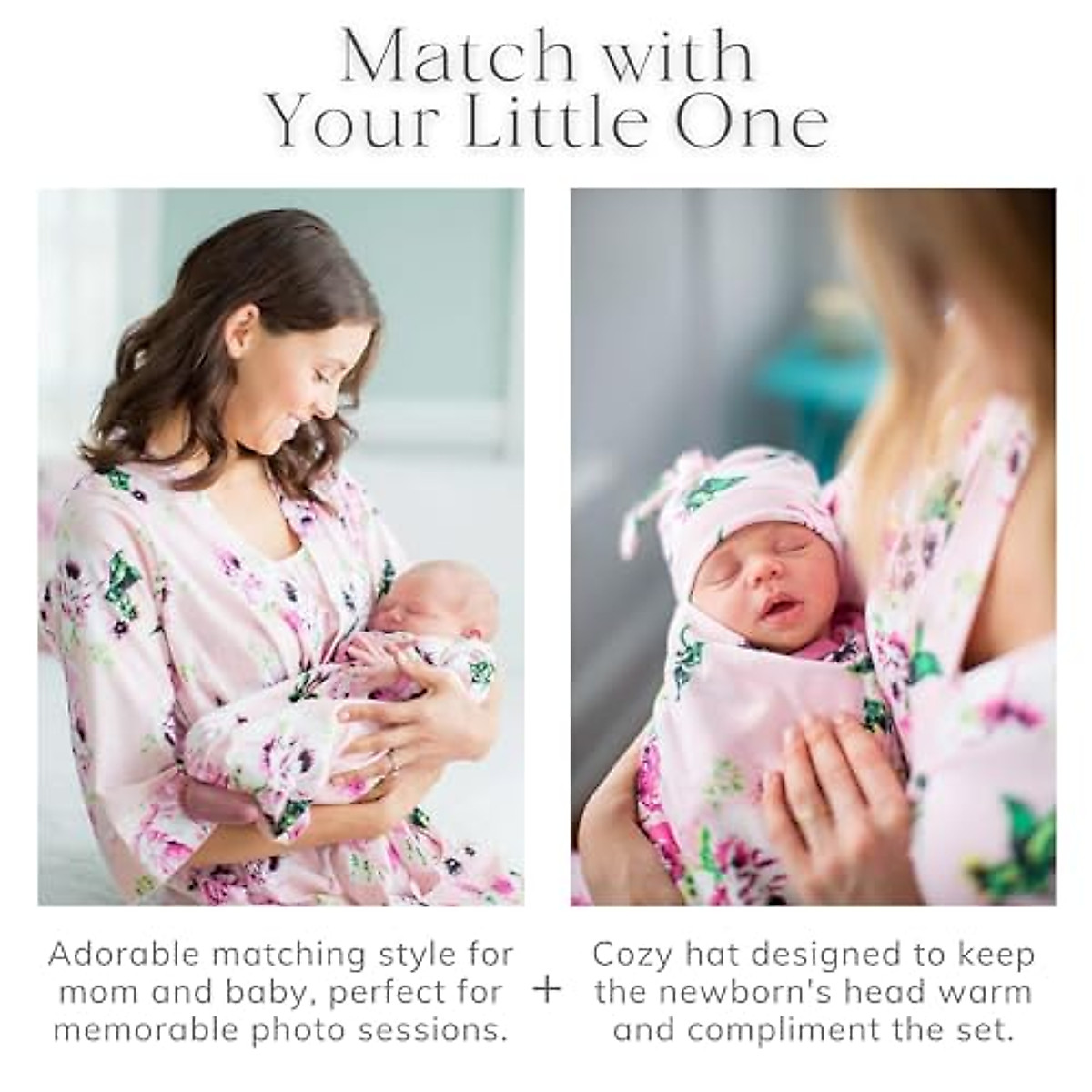 Baby Be Mine Maternity Robe & Swaddle Set – Mommy and Me Hospital Outfits, Labor Delivery Gown, Matching Newborn Hospital Set (Large)