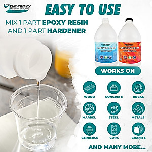 The Epoxy Resin Store - Clear Epoxy Resin, Easy Mixing (1-1), Tabletops, Coasters, Jewelry, Concrete, Art, Crafts, 2 Part Epoxy - 1 Gallon Kit
