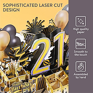 Diese Klappkarten Pop Up 21st Birthday Card - 50 x 20 cm (19.7" x 7.9") - Giant 3D Happy Birthday Card for 21 Year Olds - Unique Large Popup Greeting Cards for Men and Women
