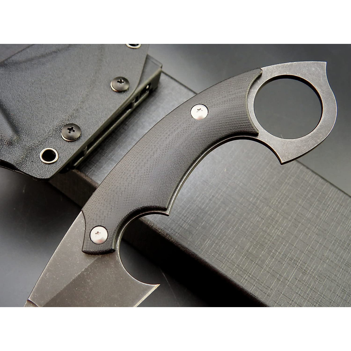 Ccanku C1118 Fixed Blade Knife,D2 Blade G10 Handle Claw Knife EDC Tool Knife for Outdoor Camping, Hiking, Fishing with kydex Sheath(Black) …