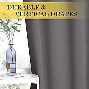 NICETOWN Grey Blackout Patio Sliding Door Curtains 84 inch Length, Grommet Room Divider Thermal Insulated Curtain Drapes for French Door/Living Room (Gray, W100 x L84, 1 Panel)