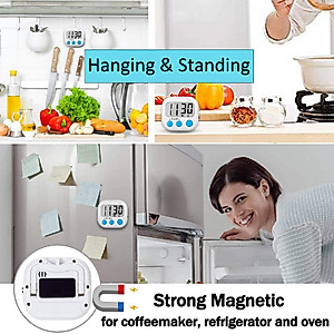 Timer for Kids Teachers Digital Kitchen Timers for Cooking Large Magnetic Classroom Timer 2Pack-White Blue