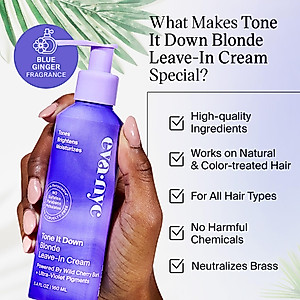 EVANYC Leave-In Hair Cream for Blonde Hair, 5.4 Fl Oz - Leave In Conditioner Helps Eliminate Brassy Yellow Tones, No-Rinse Toner