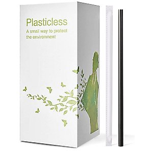 200 Count 100% Individually Wrapped Compostable PLA Straws-KTOB Biodegradable Black Disposable Drinking Straws-Eco Friendly Plant-Based Plastic Coffee Straws Sustainable