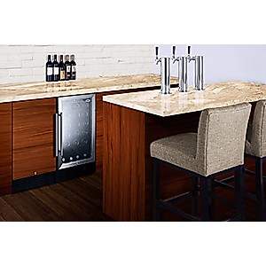 Summit SWC1840BADA 18"" ADA Compliant Built-In Wine Cellar with 34 Bottle Capacity Black Cabinet 5 Wood Shelves and Automatic Defrost in Stainless Steel