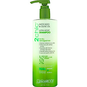GIOVANNI 2chic Ultra-Moist Shampoo - Avocado & Olive Oil, Creamy Hydration Formula, Enriched with Aloe Vera, Shea Butter, Botanical Extracts, No Parabens, Color Safe - 24 oz