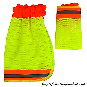 2 Pack Hard Hat Sun Shade Neck Shield, Minelife Full Brim Mesh Neck Sunshade Hard Hat Accessories for Hardhats, High Visibility, Reflective(Yellow)