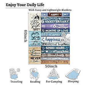 6 Year Anniversary Traditional Gifts for Her Him, 6th for Her, 6 Year Iron Anniversary Wedding Gift, Happy Anniversary Blanket Decorations Present for Women Men Couple