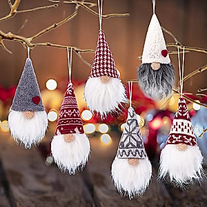 MYH DECO 6 Pack Gnome Plush Christmas Gnome Decorations Ornaments Set - Xmas Gnome Plush Scandinavian Santa Beard Ornaments for Christmas Tree Home Decor (8 inch)
