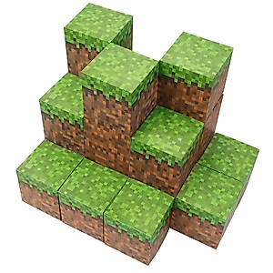 Ocnova 24 Pcs Treat Boxes for Game Miner Theme Birthday Decorations, Pixel Video Game Party Supplies, Small Gaming Pixelated Party Favor Box (3.5 x 3.5 Inch)