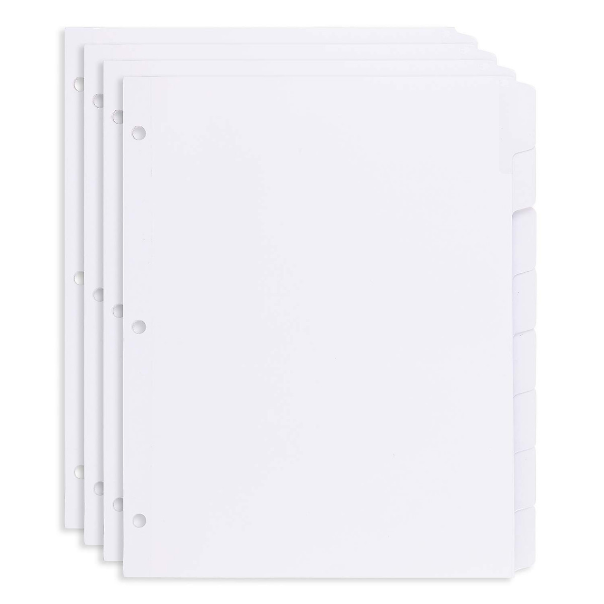 Amazon Basics 8-Tab Binder Divider, White Label Dividers with Easy Peel, 4-Pack