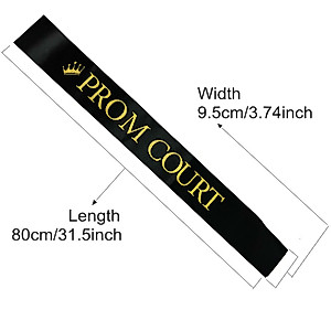 Prom Court Sashes Set of 6, Black and Gold Glitter Prom Court Sashes, 6 Pieces, Prom School Party Accessories, Prom Court Set for Prom King, Prom Queen, Prom Court