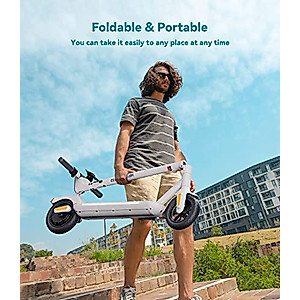 Electric Kick Scooter, 9 inch Pneumatic Tubeless Tires, Max Speed 15.5MPH, Max 15.5/18.6 Miles, 250W/350 Motor, Foldable Electric Scooter for Adults, Max Weight Capacity 220lbs-White