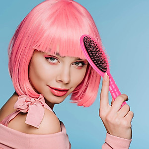 2 Pieces Loop Wig Brush Hair Extension Brush Hair Pieces Toupees Weaves Brush for Brushing Styling Detangling Natural and Synthetic Hair Wig Brush Set