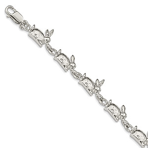 Solid Sterling Silver Rabbits Bracelet