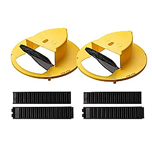 TOMEEX 2 Pack Flips Mouse Bucket Lid Trap-Yellow, Auto Resets Humane Or Lethal Trap Door Style, Mice Control Traps for 5 Gallon Bucket(Yellow 2 Pack)