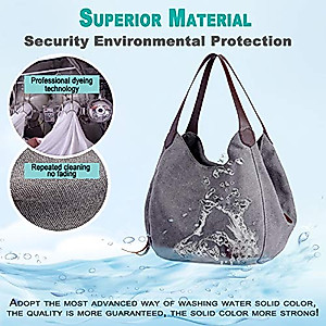 DOURR Women's Multi-pocket Shoulder Bag Fashion Cotton Canvas Handbag Tote Purse (Green - Medium Size)