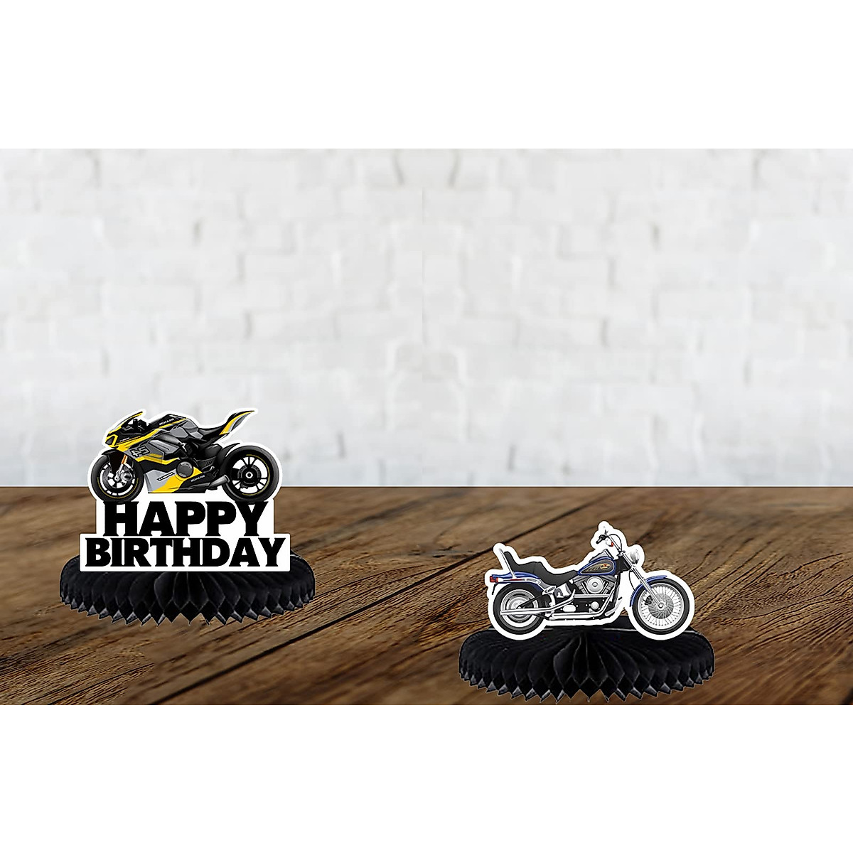 Motorcycle Motorbike Happy Birthday Honeycomb Centerpieces Extreme Soprts Racing Motocross Dirt Bike Theme Decor for Motorcycle Rider Man Boys Teen 1st Birthday Party Baby Shower Supplies Decorations