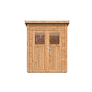 Leisure Season Urbano Lean to Shed Kit - Modern Weatherproof Outdoor Storage with Floor, Doors, Plexiglass Windows, Pent Roof Nordic Spruce Wood for Garden, Yard Medium Brown, 6'x4' (URB6X43781)