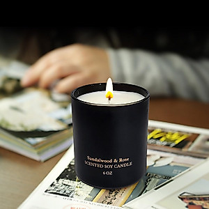 Scented Candles for Women,Premium Sandalwood Rose Aromatherapy Candles, Home Scented Candle, 6 oz Soy Candles,Long-Lasting Christmas Birthday Gifts for Women with Matte Black Gift Box.