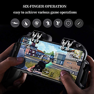 EMISH Mobile Game Controller Gamepad with Power Bank and Cooling Fan Trigger Aim Button L1R1 L2R2 Shoot Joystick for 4.7-6.5" iPhone Android Phone Accesorios (H9)