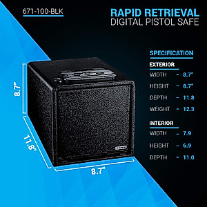 AdirOffice Pistol Safe - Electronic, Easy to Install, Heavy Duty Storage for Firearms Cash Jewelry Documents & More - For Home Office Hotel Use (Black, Medium)