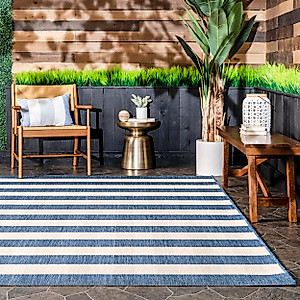 nuLOOM Alexis Striped Indoor/Outdoor Runner Rug, 2' x 8', Blue